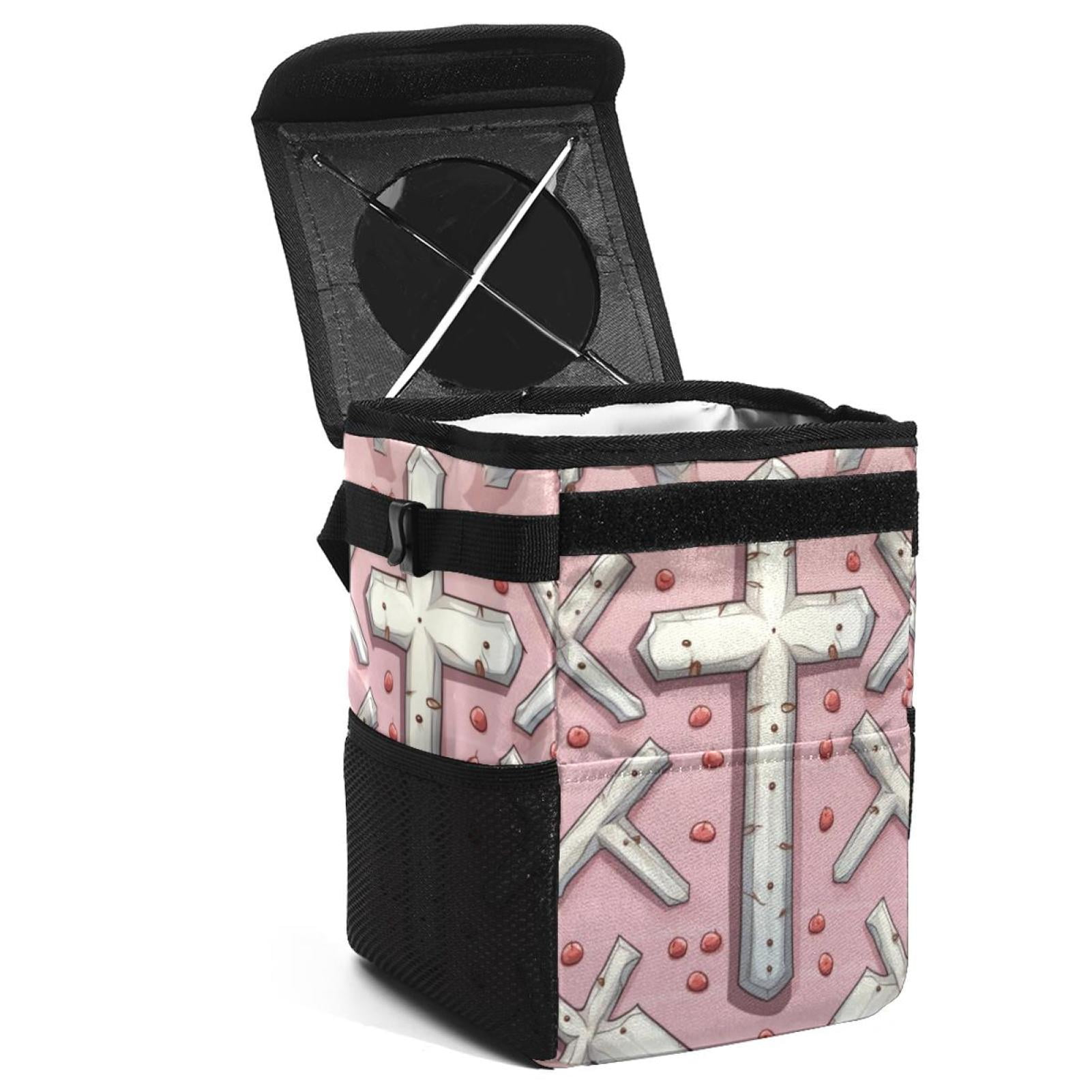 Cross Foldable Car Trash Bin with Lid and Leak-Proof Mini Trash Can ...