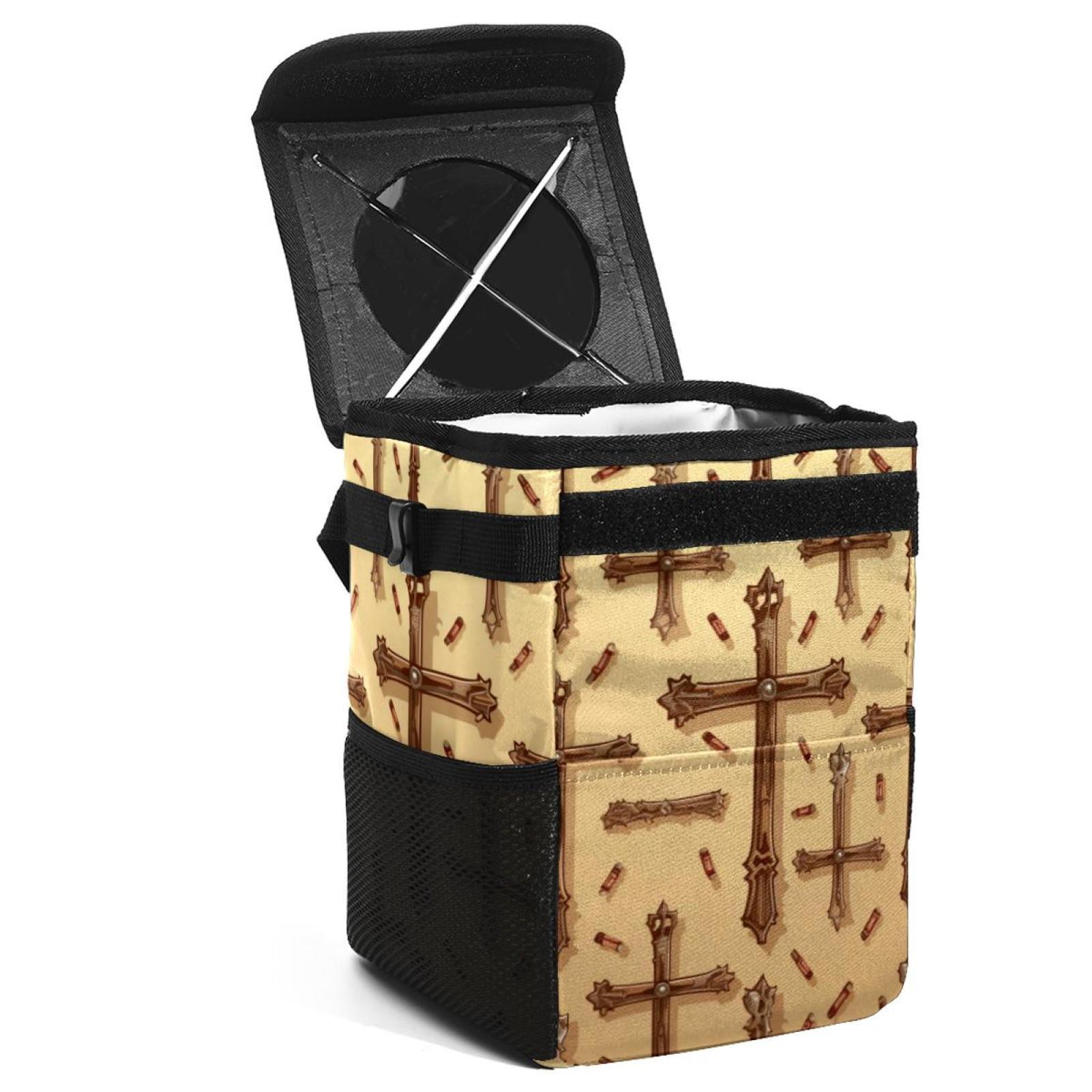 Cross Foldable Car Trash Can Mini Trash Can with Lid Leak-Proof Car ...