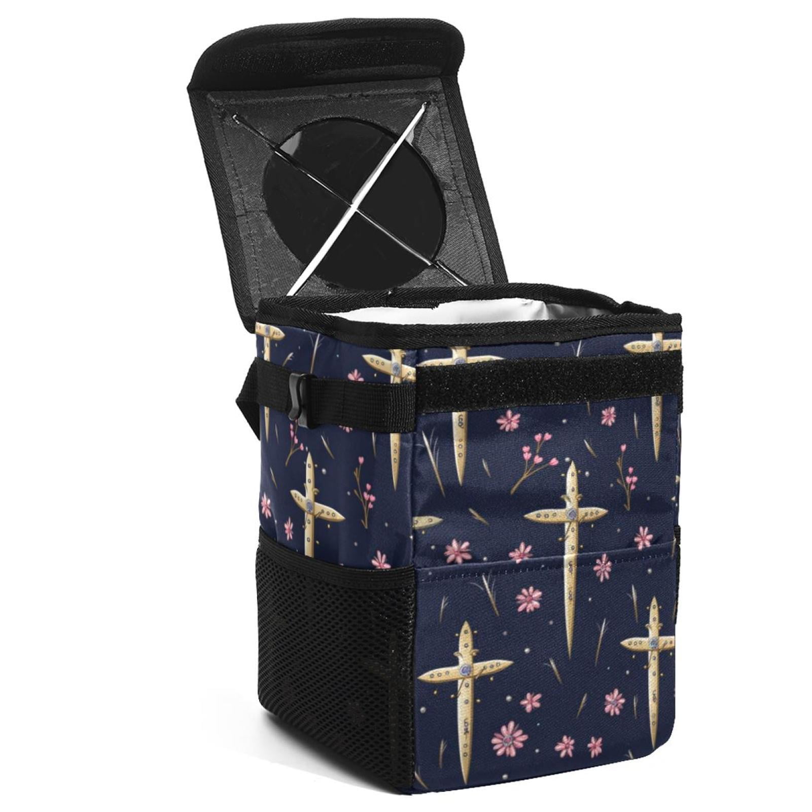 Cross Foldable Car Trash Can with Lid, Leak-Proof, and Hanging Storage ...