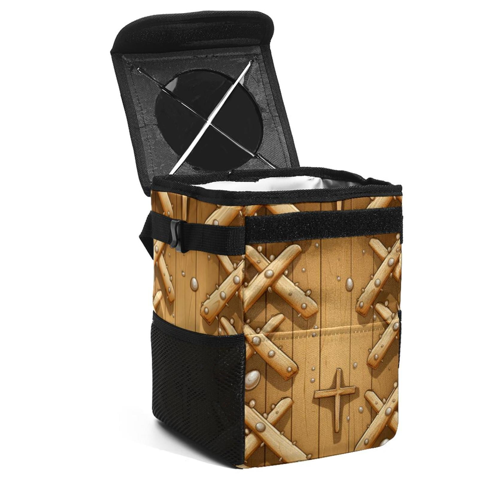Cross Foldable Car Trash Can with Lid, Leak-proof and Hanging Storage ...