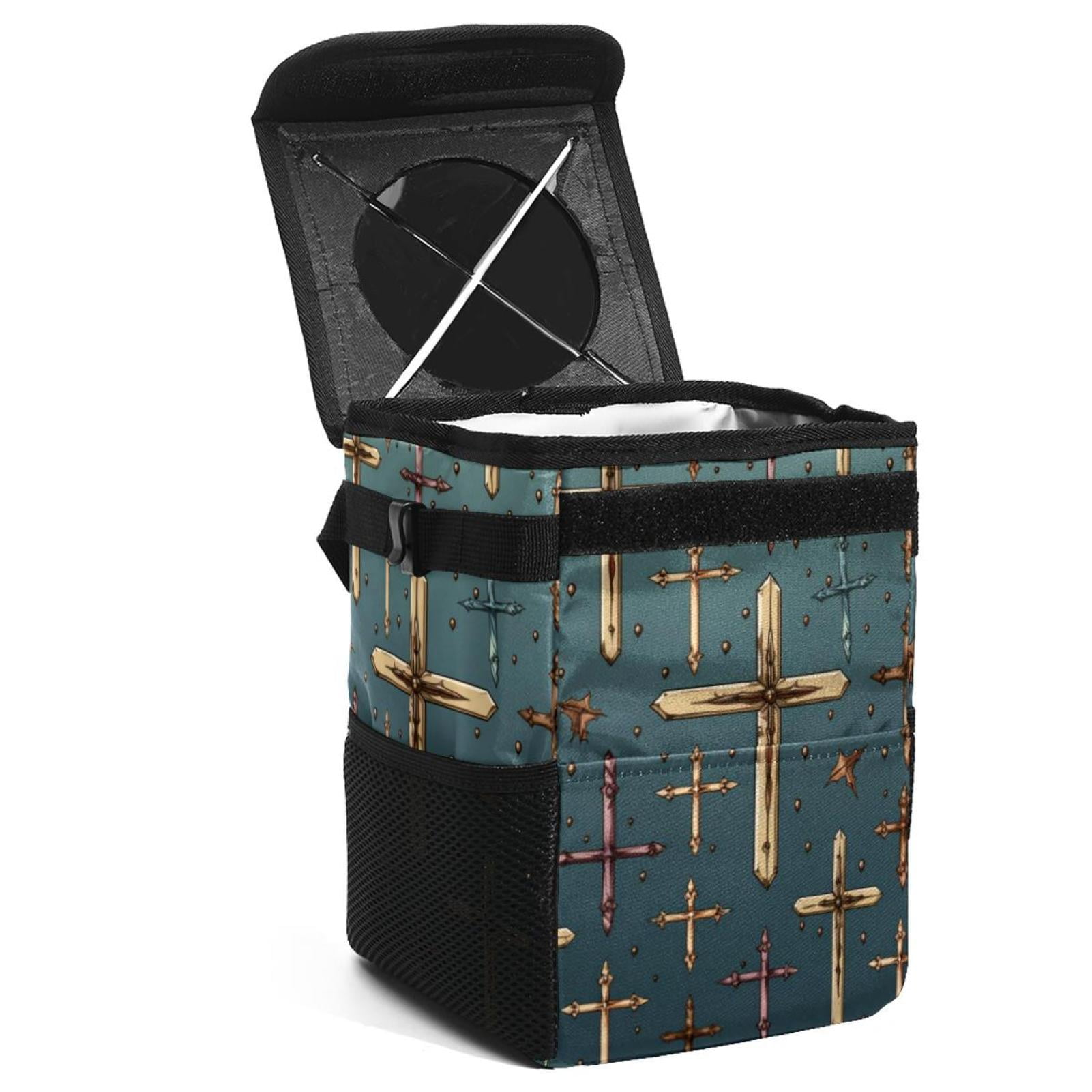 Cross Foldable Car Trash Can with Lid and Leak-Proof Hanging Storage ...