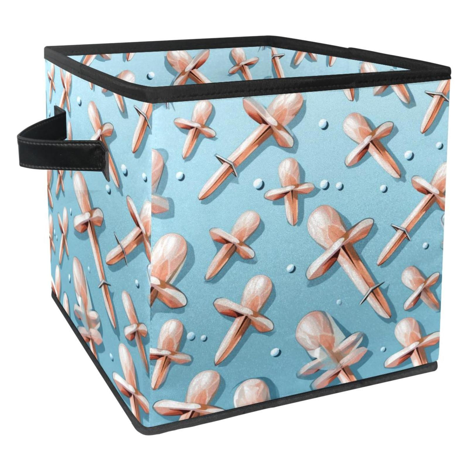Cross Foldable Organizer Bins with Handle, 10.8"x10.5"x10.6", Large ...
