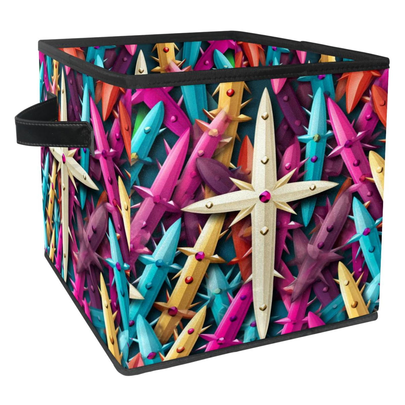 Cross Foldable Storage Cubes with Handle, 10.8"x10.5"x10.6", Large ...