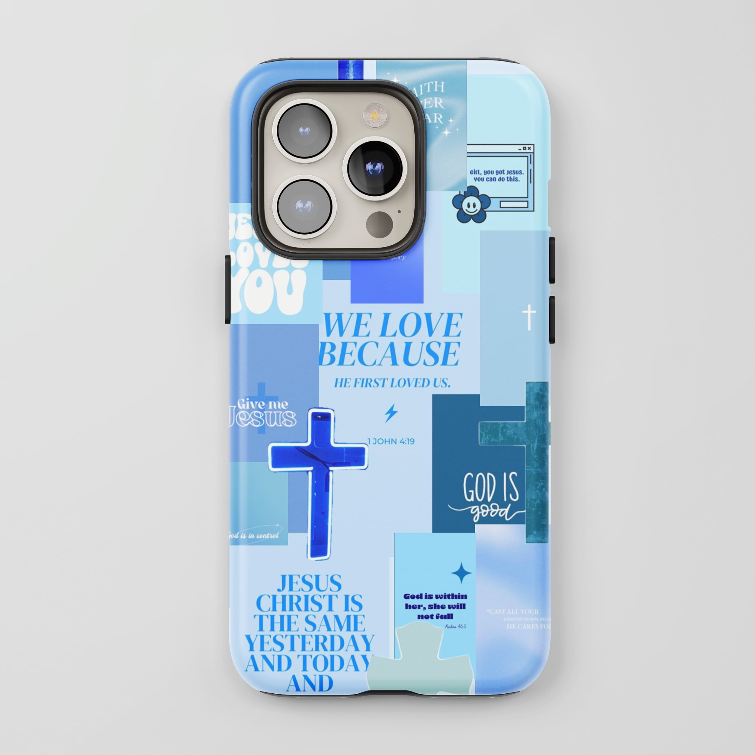 Cross For All iPhone Series Protective Phone Case Religious Theme Blue ...