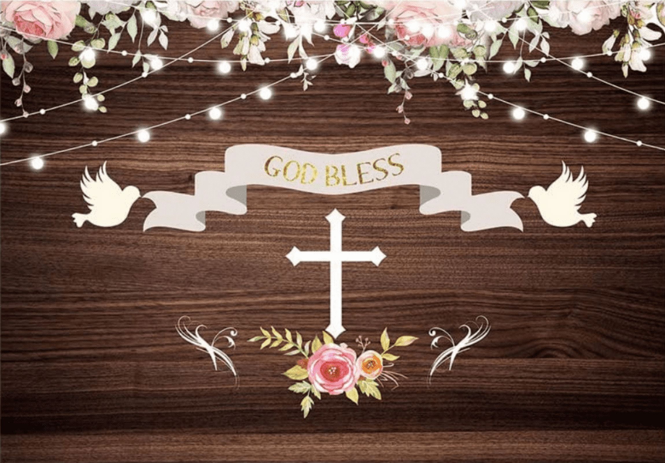 Cross God Bless Background Pink Girl First Holy Communion Baptism ...