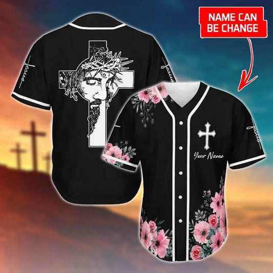 Cross, God, Flower, Faith Baseball Jersey - Custom Baseball Jersey ...