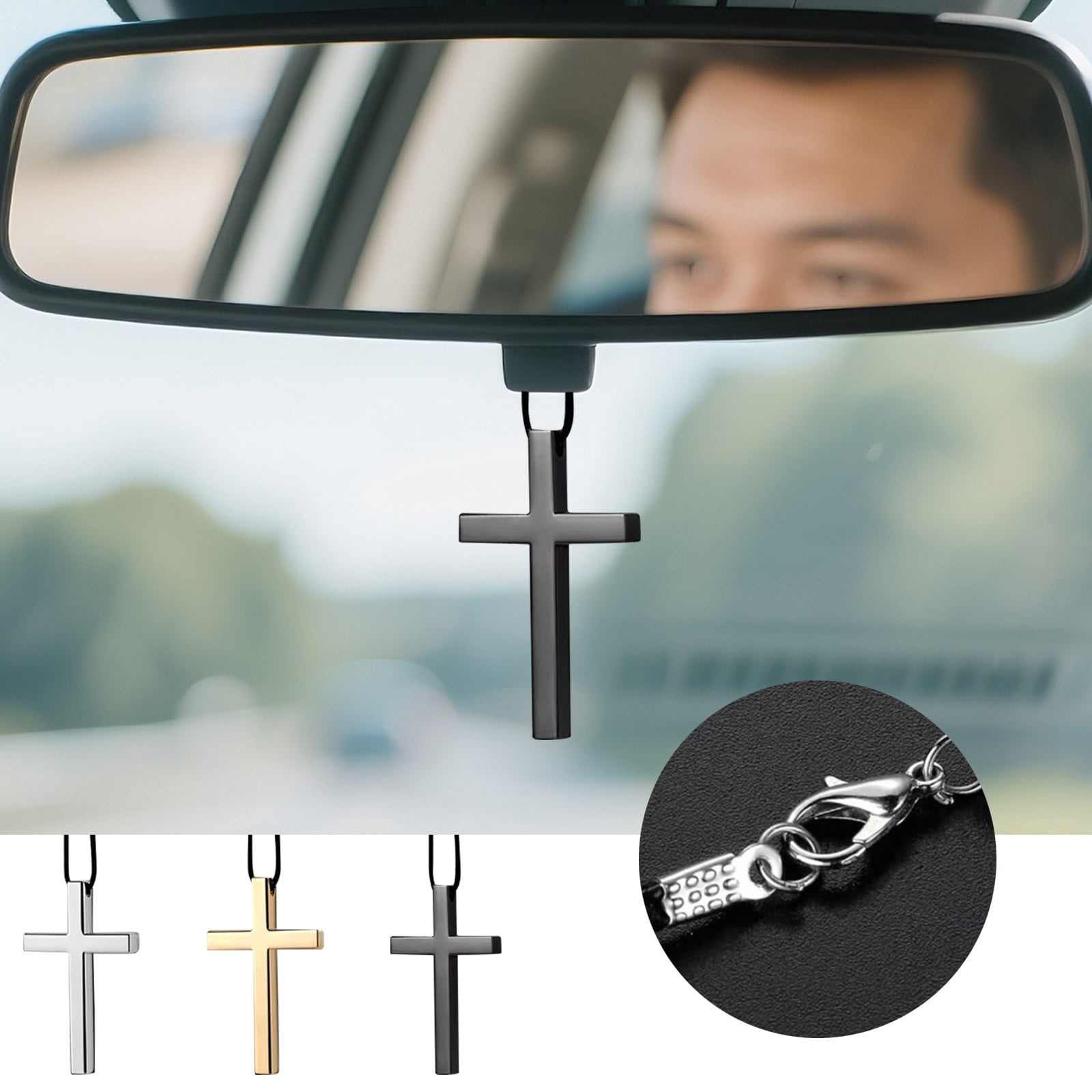 Cross Hanging Ornaments for Rear View Mirror - Metal Car Charm, Auto ...