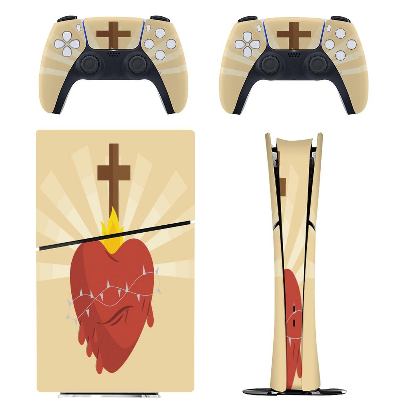 Cross, Heart, Burning, Faith PS5/PS5 Slim Digital Disc Skin Sticker For ...