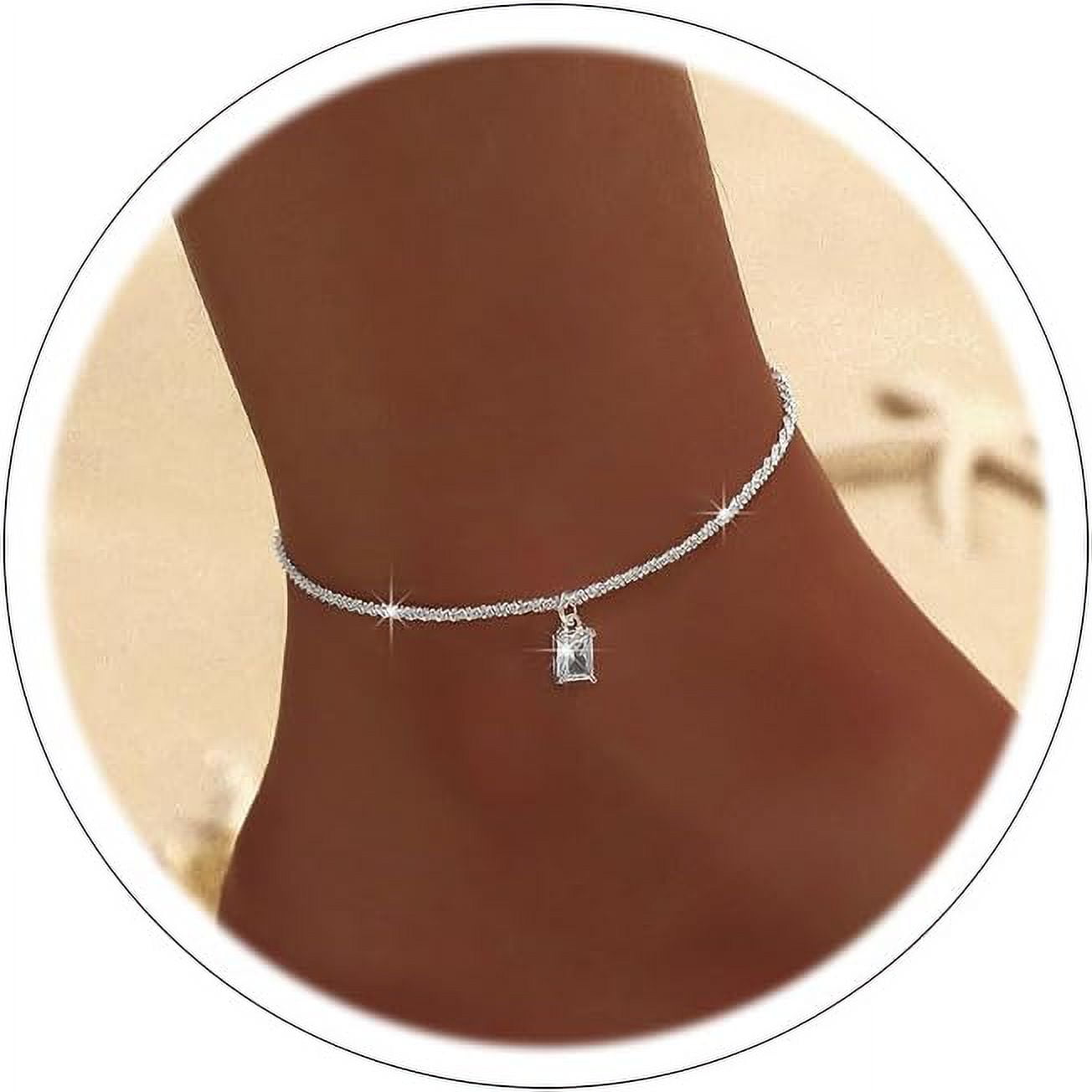 Cross Heart Butterfly Anklets - Silver Waterproof Diamond Rhinestone ...