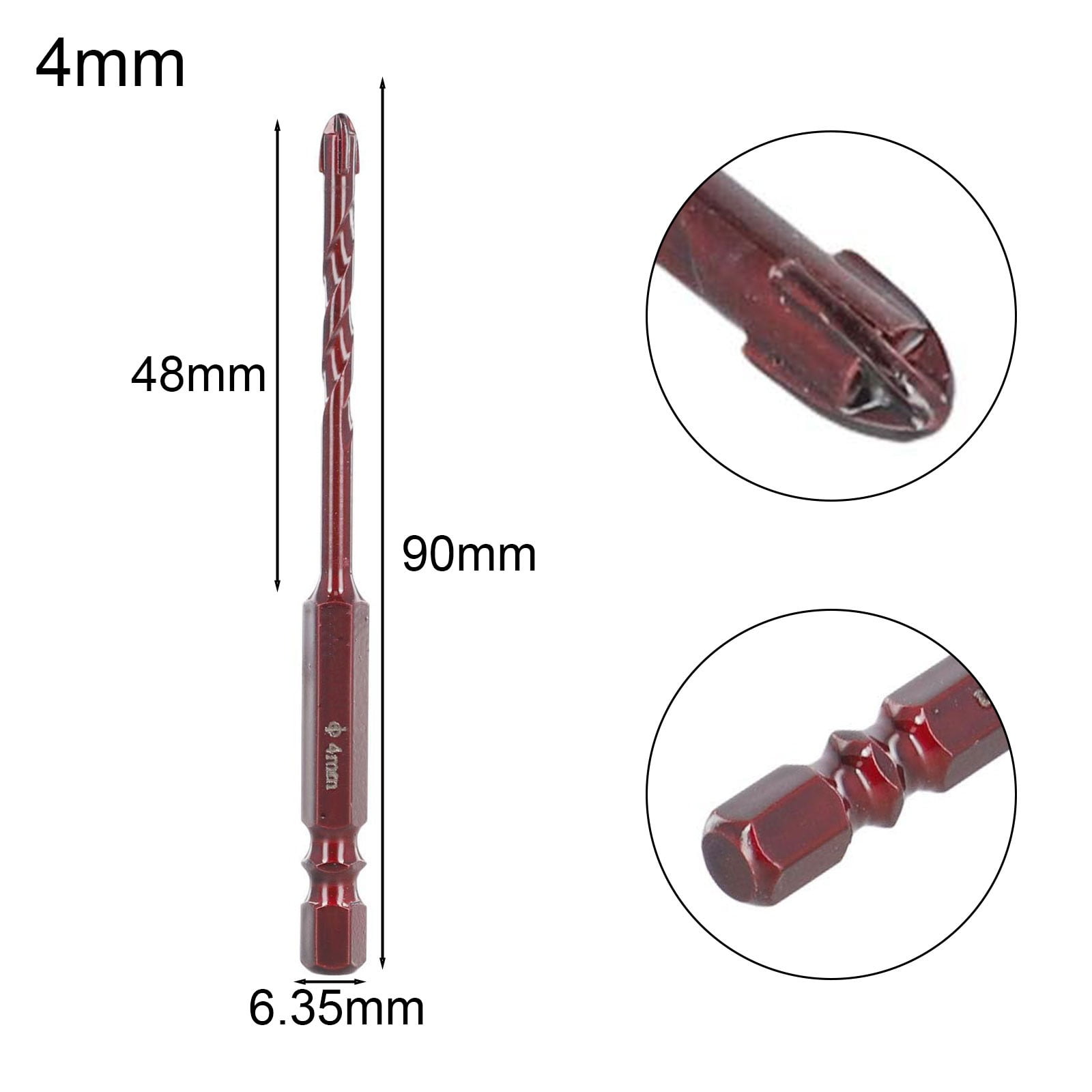 Cross Hex Drill Bit Set for Concrete Porcelain Tile Glass Metal Drill Bits Kit 4mm - Walmart.com