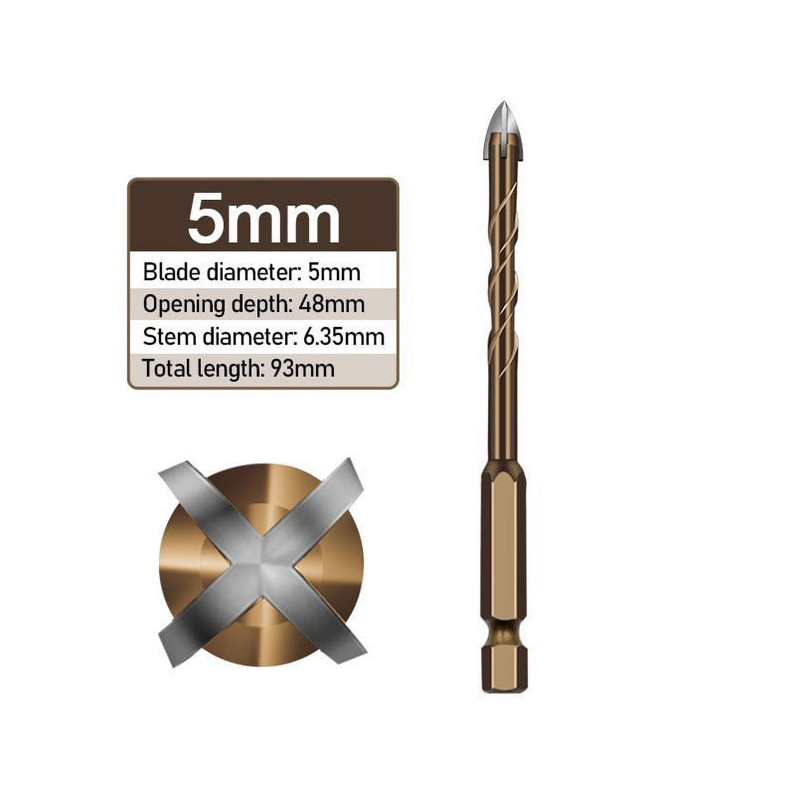 Cross Hex Tile Drill Bit Set for Glass, Ceramic, Concrete, 1/4 ...
