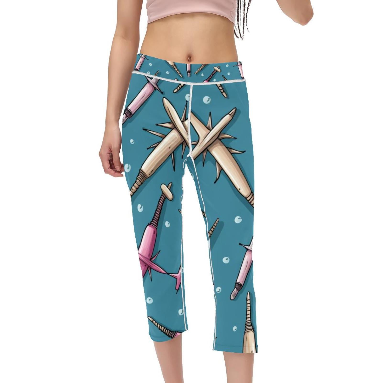 Cross High Waist Capris Compression Leggings for Women, Not See-Through ...