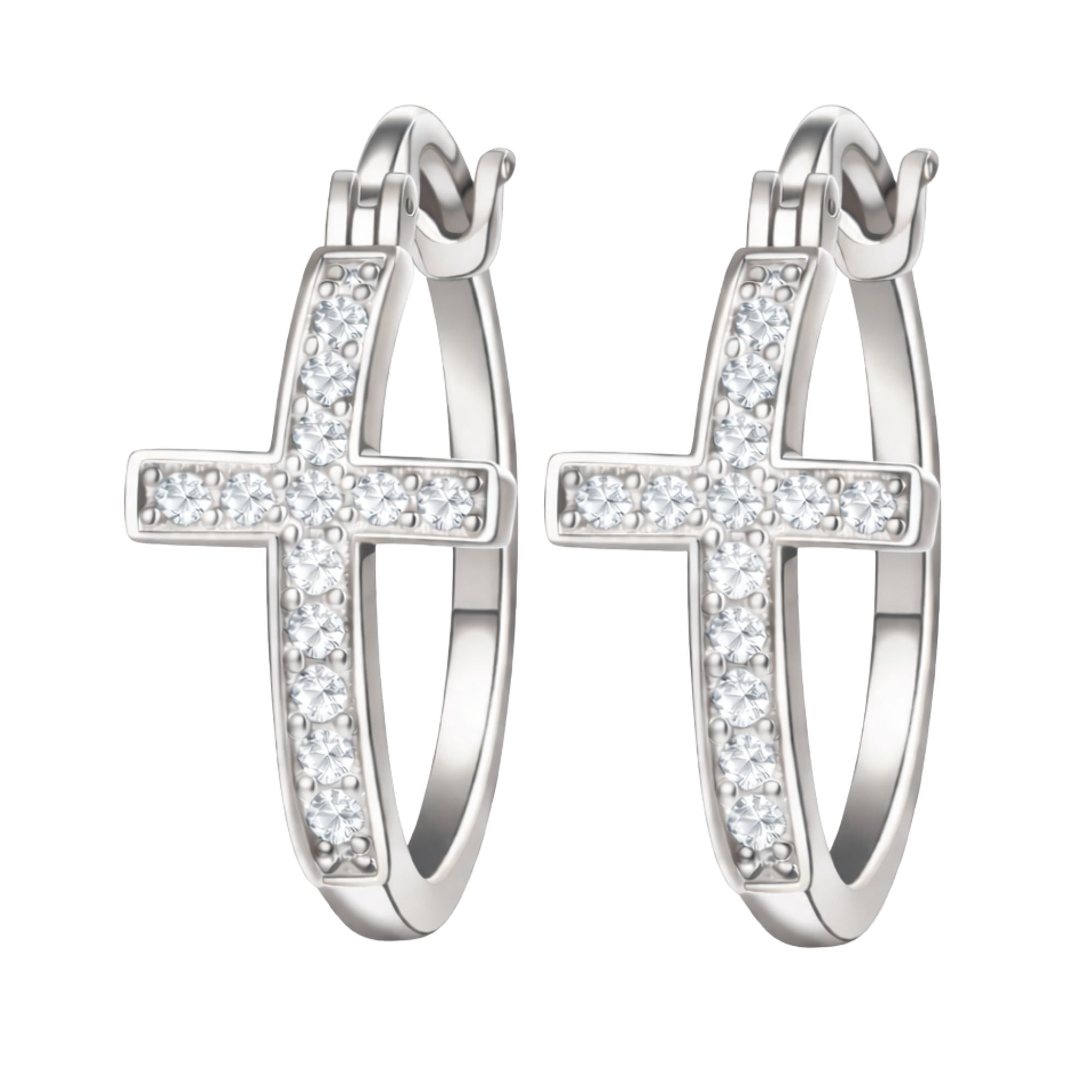 Ginger Lyne Collection Large Cross Hoop Earrings with CZ for Women ...