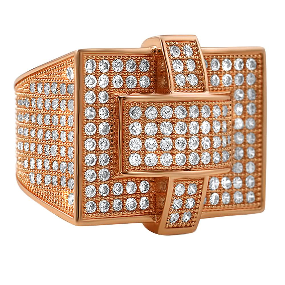 Cross Iced Out Rose Gold CZ Bling Bling Ring (9) - Walmart.com