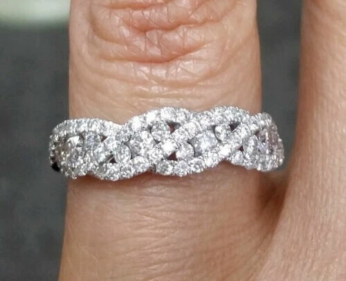 Cross Infinity Diamond Engagement Ring, 14K White Gold Plated, Proposal ...