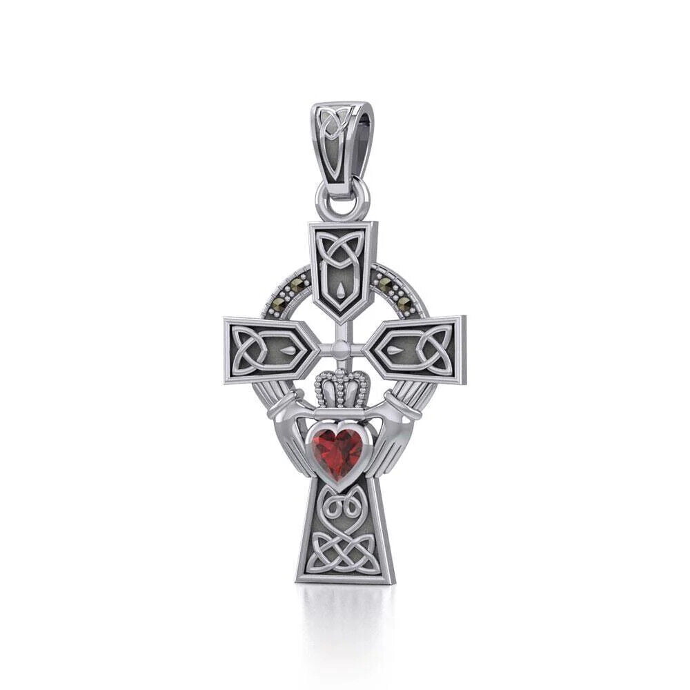 Cross Irish Claddagh 925 Sterling Silver Marcasite Pendant Fine ...
