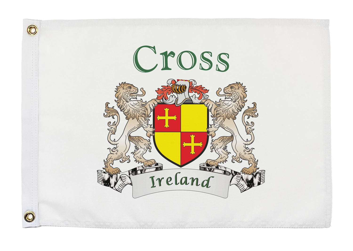 Cross Irish Coat of Arms Small White Flag - 16"x10.5" inches - Walmart.com