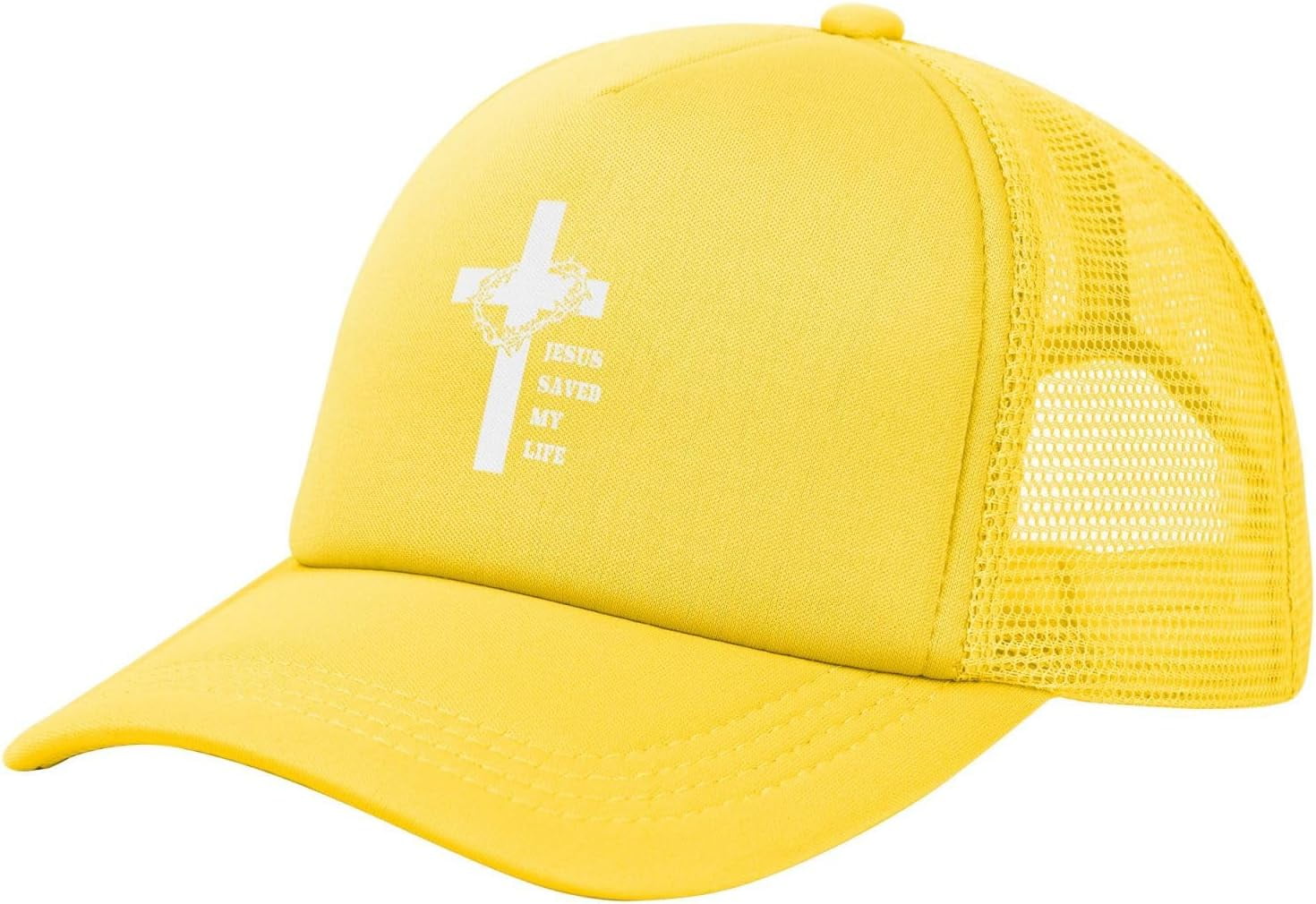 Cross Jesus Saved My Life Mesh Baseball Cap Solid Hat for Men Women ...