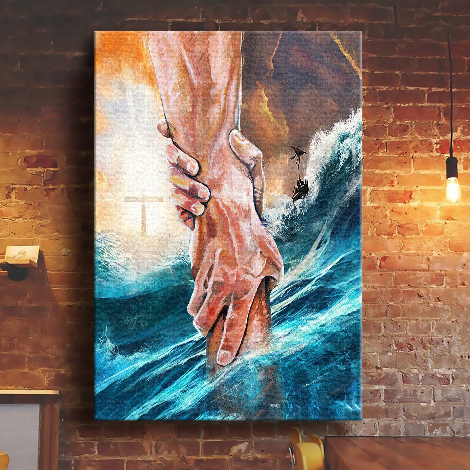 Cross, Jesus hand, In the sea, Take his hand - Jesus Portrait poster ...