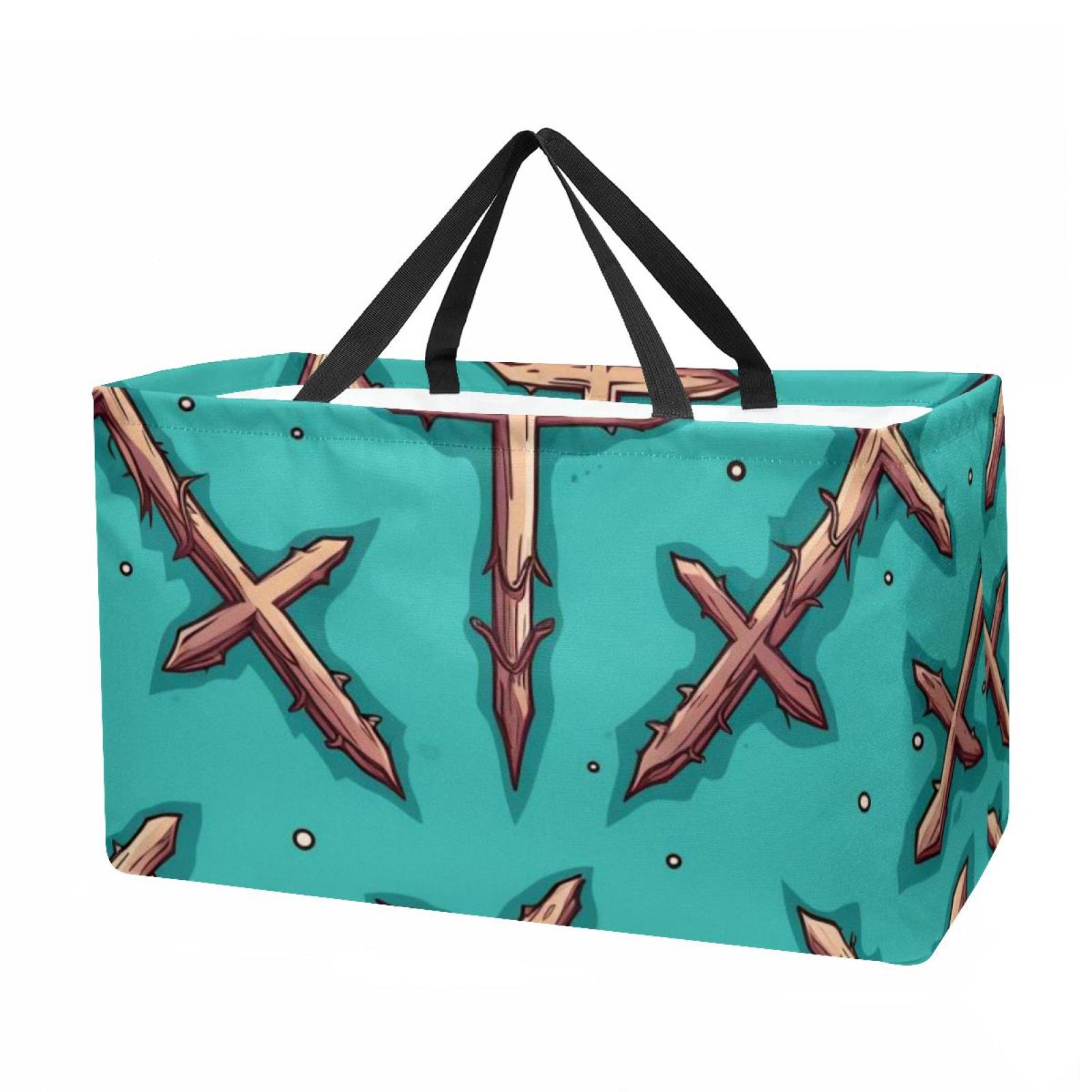 Cross Large Capacity Reusable Foldable Oxford Cloth Storage Basket ...