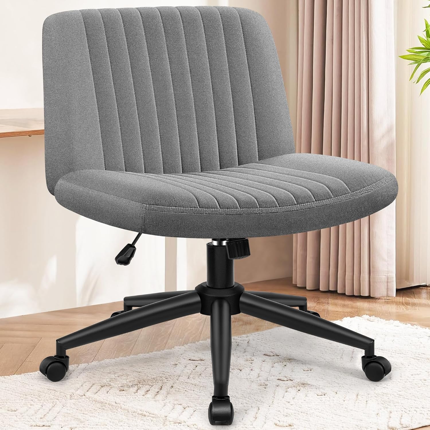 Cross Legged Office Chair: Armless Wide Desk Chair Comfy Criss Cross ...