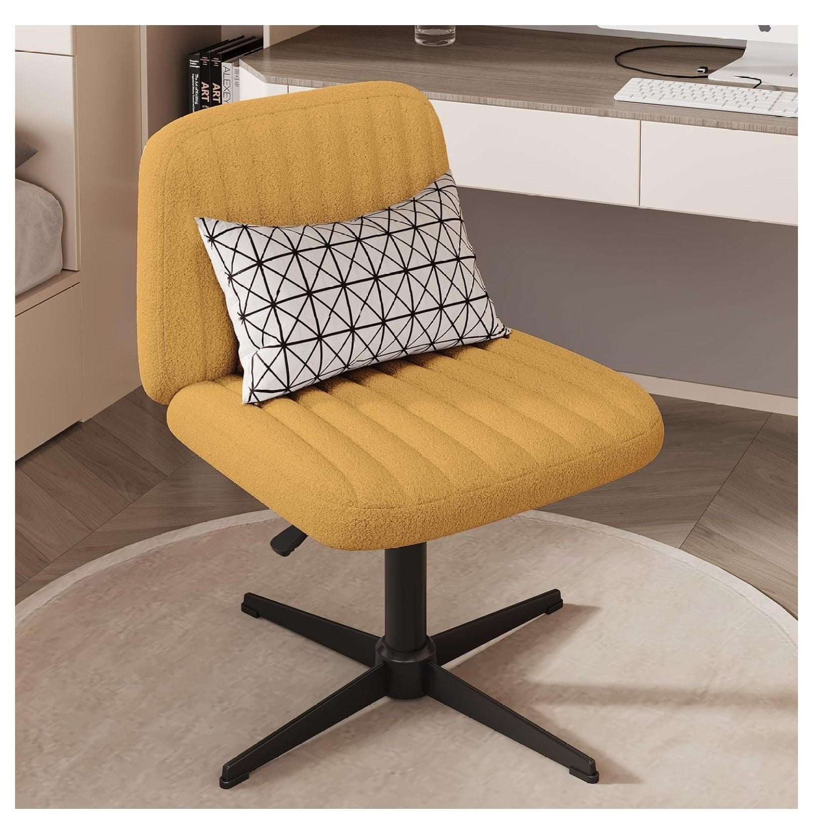 Cross Legged Office Chair,Criss Cross Chair Armless Wide Seat Ergonomic ...