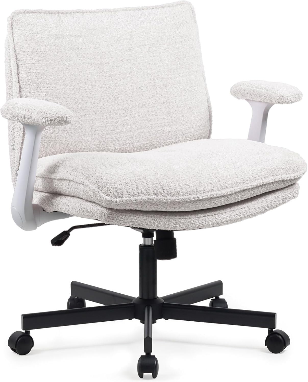 Cross Legged Office Chair Upholstered Criss Cross Chair with Wheels and ...