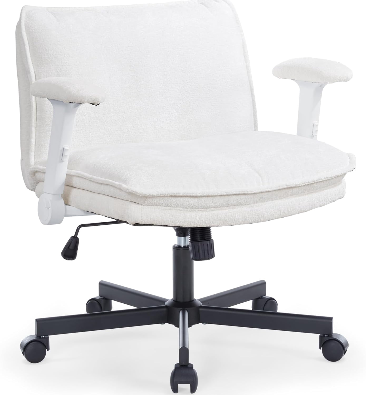 Cross Legged Office Chair with Wheels and Adjustable Flip-Arms, Criss ...