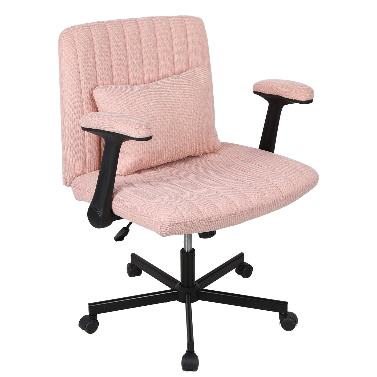 Cross-Legged Office Chair with Wheels & Adjustable Flip-up Arm, Desk ...