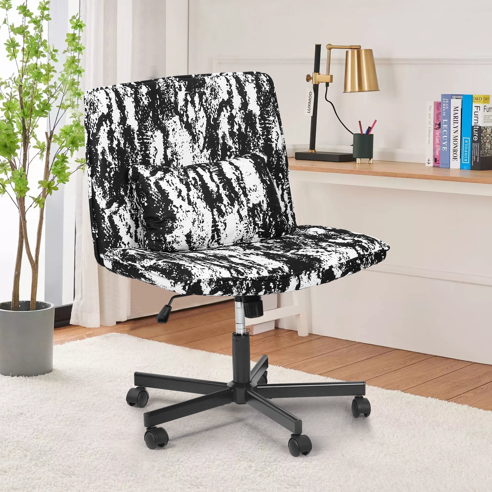 Cross Legged Office Chair with Wheels, Criss Cross Desk Chair with ...