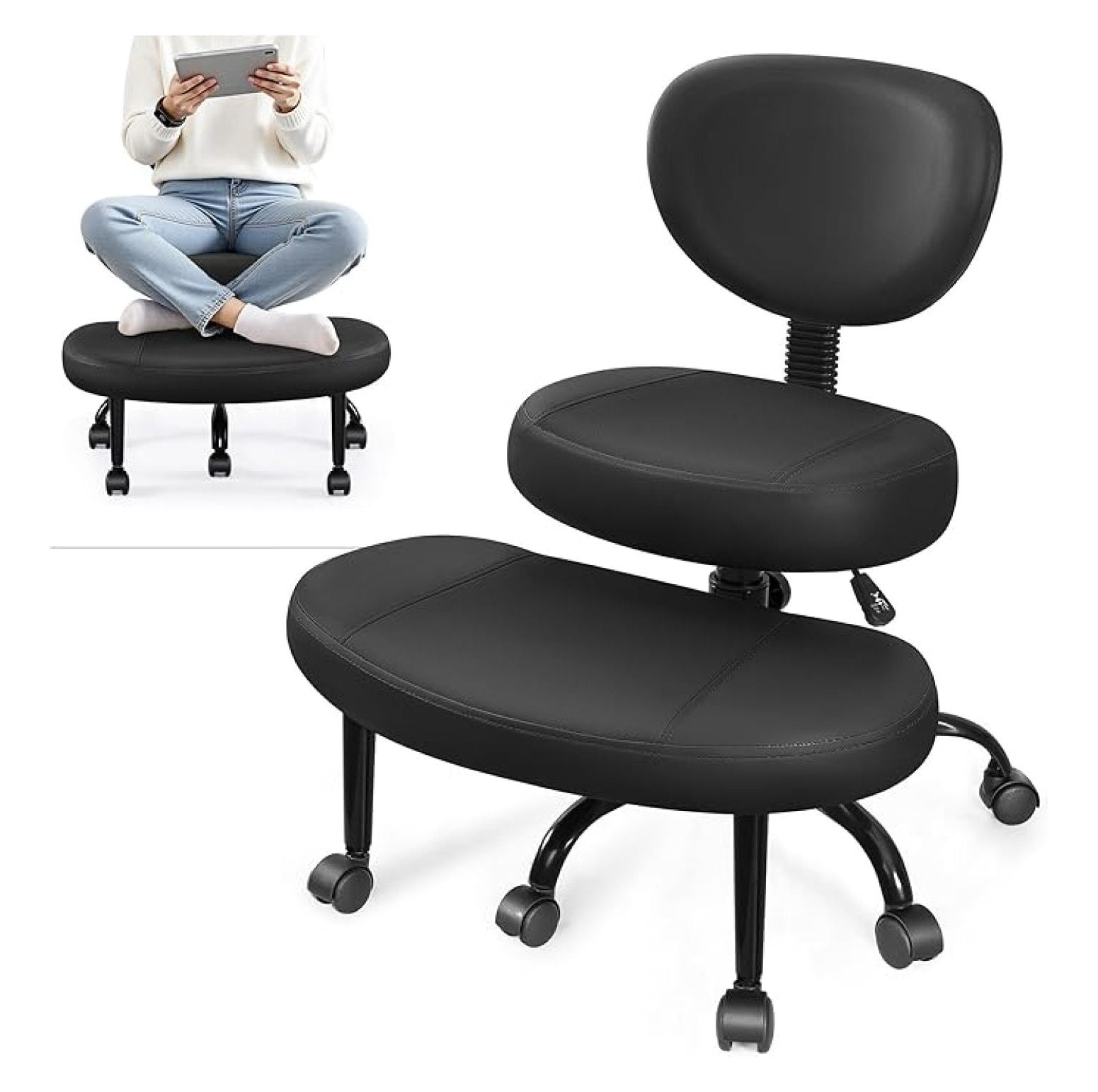 Cross Legged Office Chair with Wheels - Adjustable Height for ...