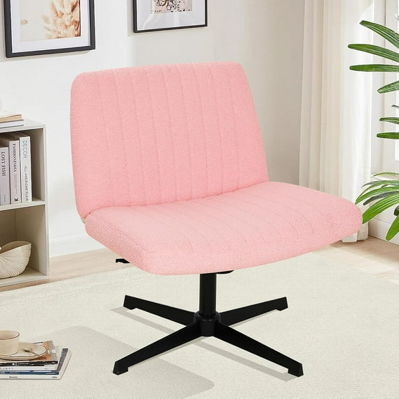 Cross Legged Office Desk Chair Without Wheels,Vanity Chair with Swivel ...