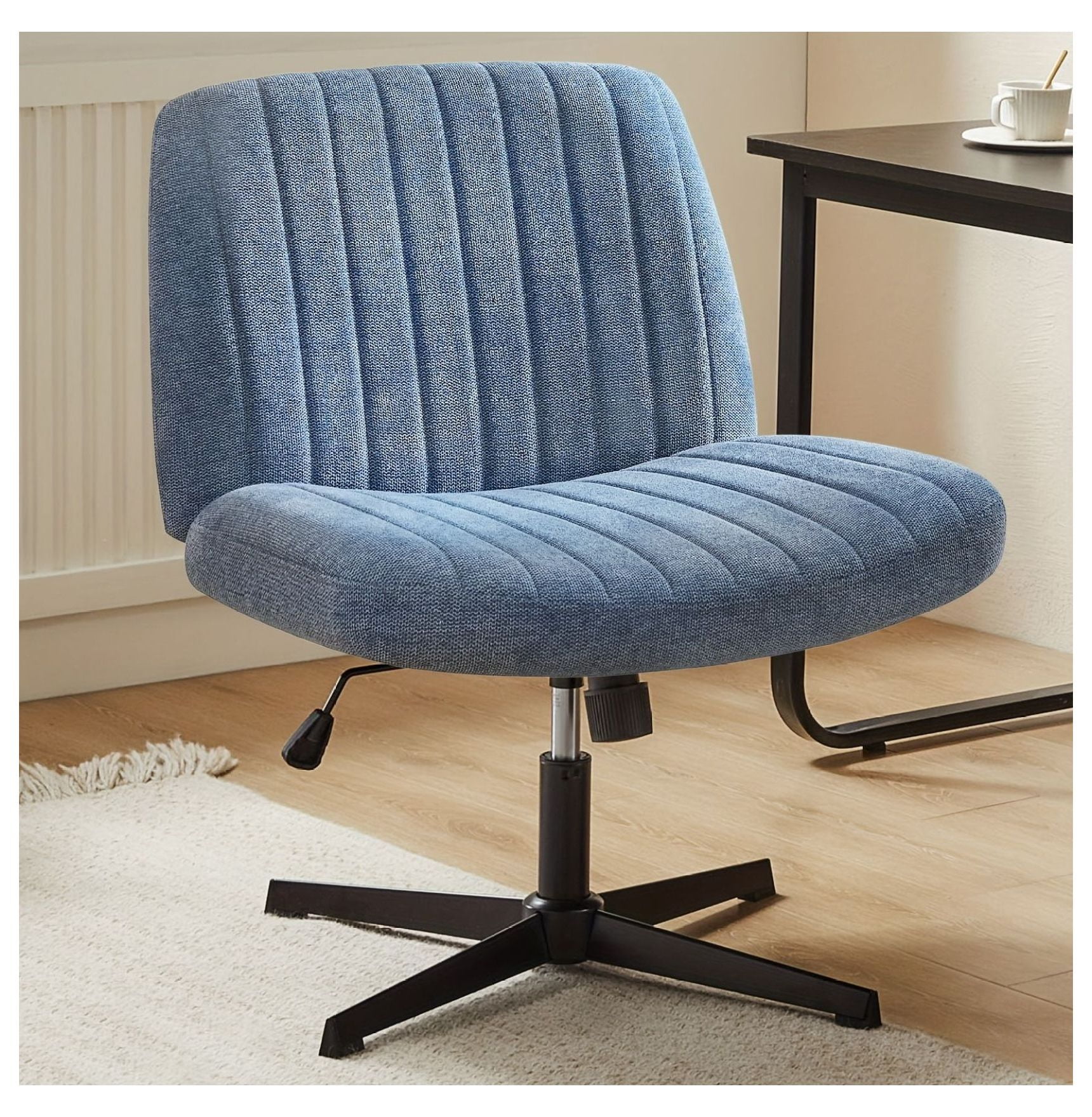 Cross Legged Office Living Room Rocking Gaming Chair Armless Wide Desk ...