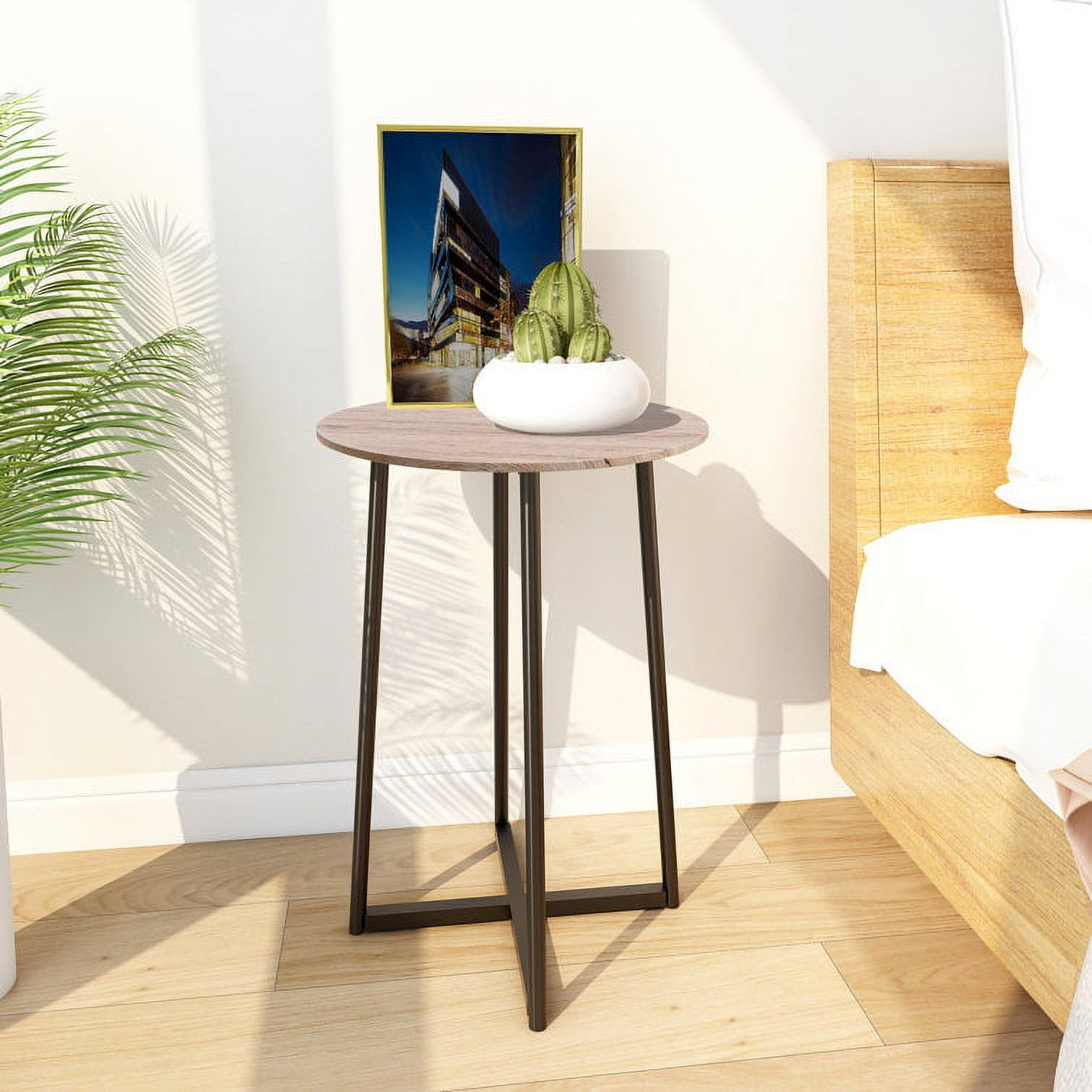 Cross Legs End Table side table(Oak) - Walmart.com