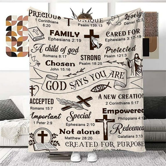 Cross & Letter Pattern Throws, Soft Warm Throw Blanket, Air-conditioned ...
