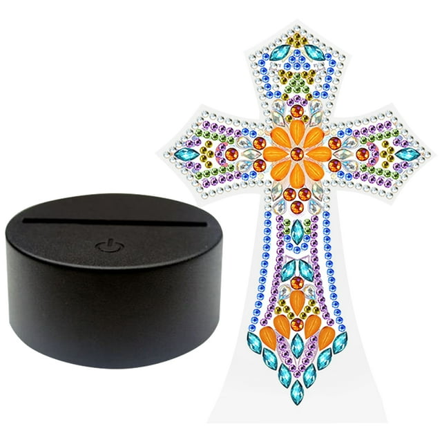 Cross Light Home Decor Desk Bedside LED Lamp Night Nightstand Diamond ...