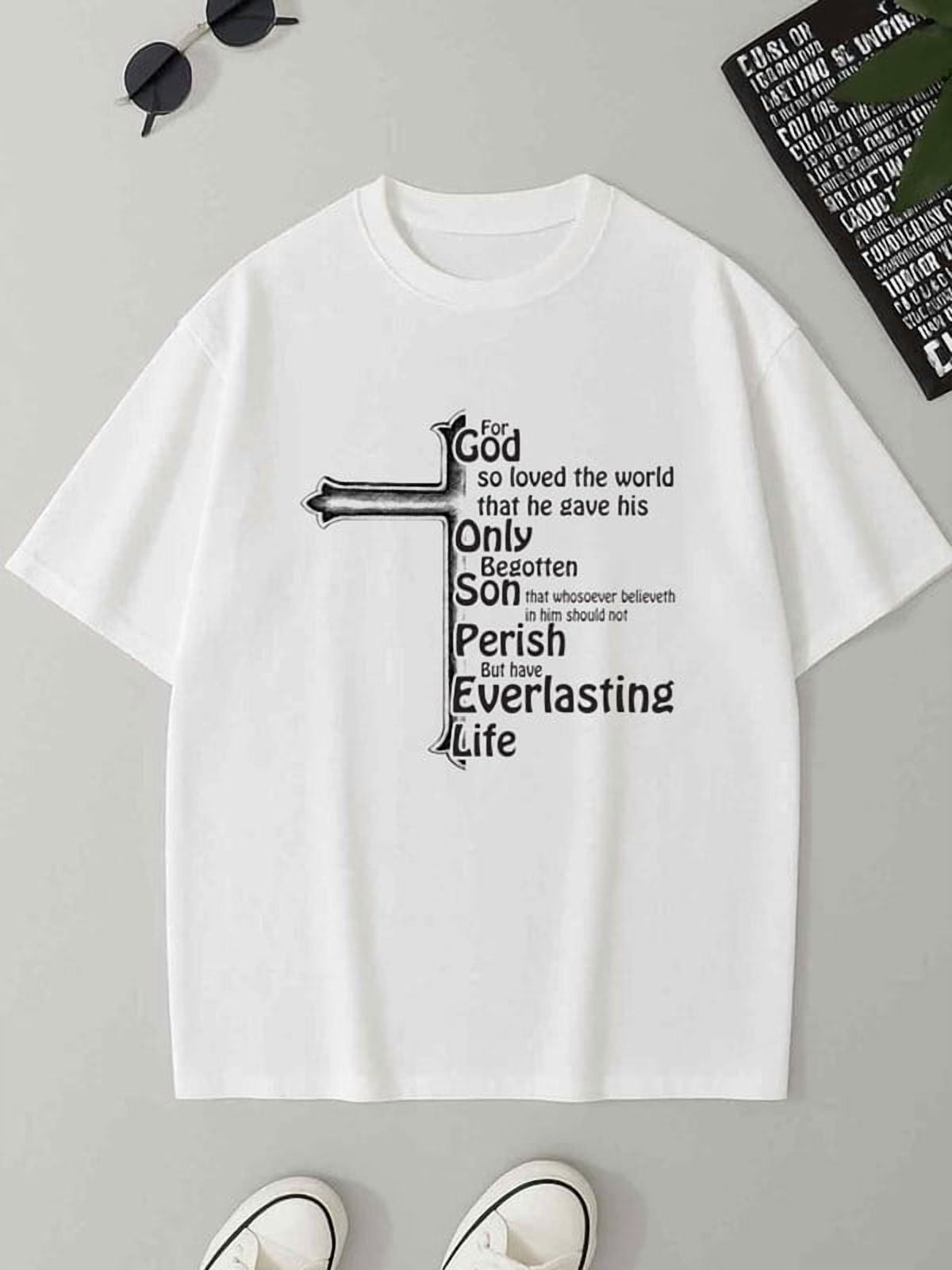 Cross Love Life for men 180G 100% Cotton white Funny Unisex Shirt Short ...