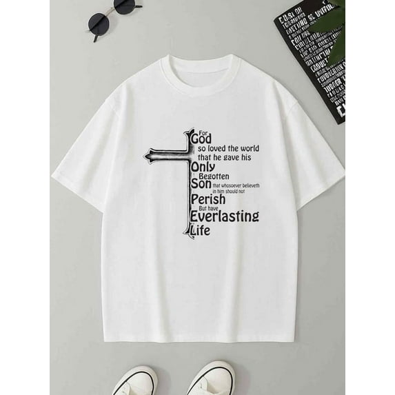 Cross Love Life for men 180G 100% Cotton white Funny Unisex Shirt Short Sleeve tshirts Unique ...