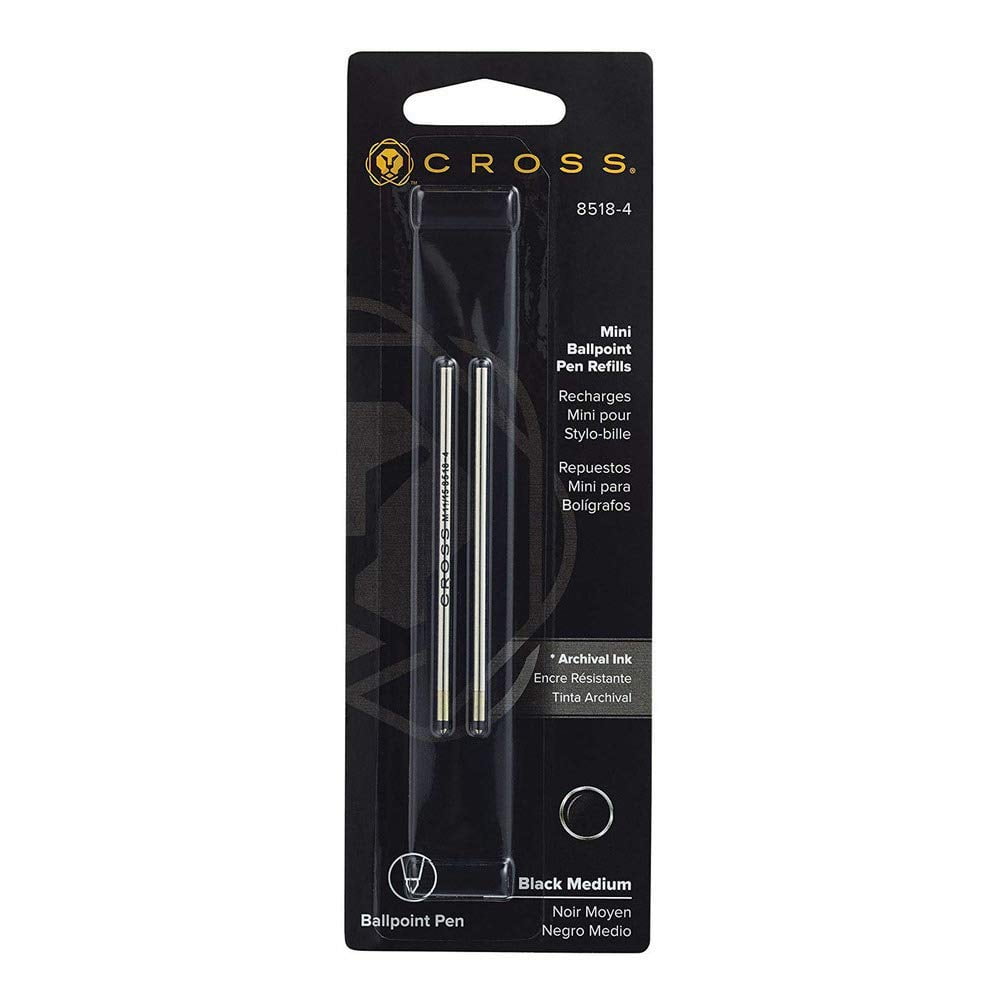 Cross Mini Ballpoint Pen Refill, Medium Point, Black, 2-Pack (8518-4 ...
