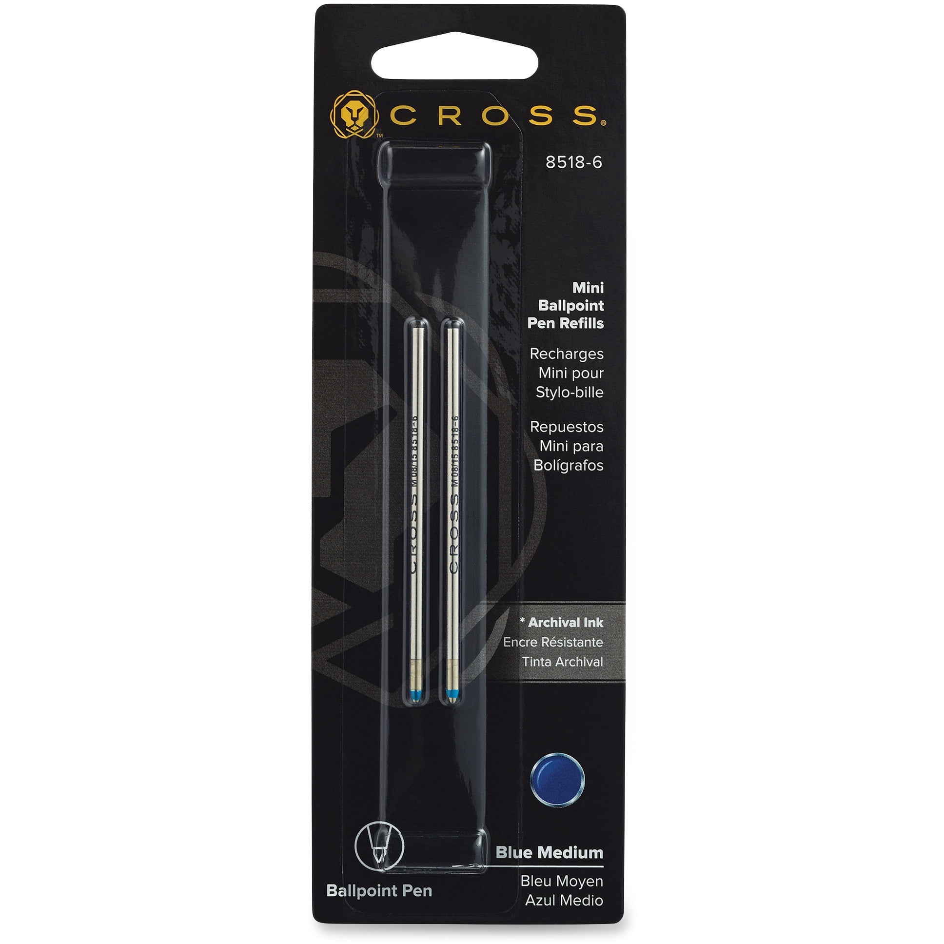 Cross Mini Ball Pen Refills Medium Point 2/PK Blue 85186 - Walmart.com