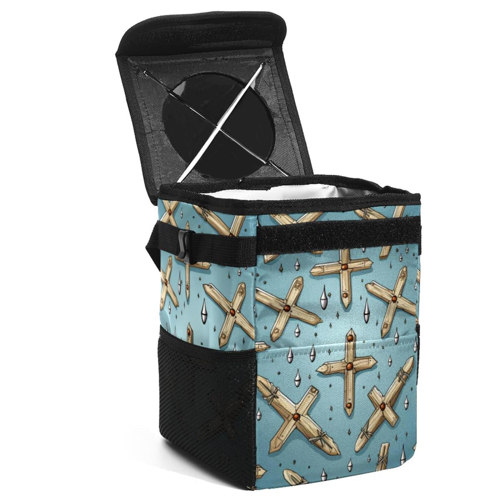 Cross Mini Trash Can for Car - Foldable, with Lid, Leak-Proof, Hanging ...