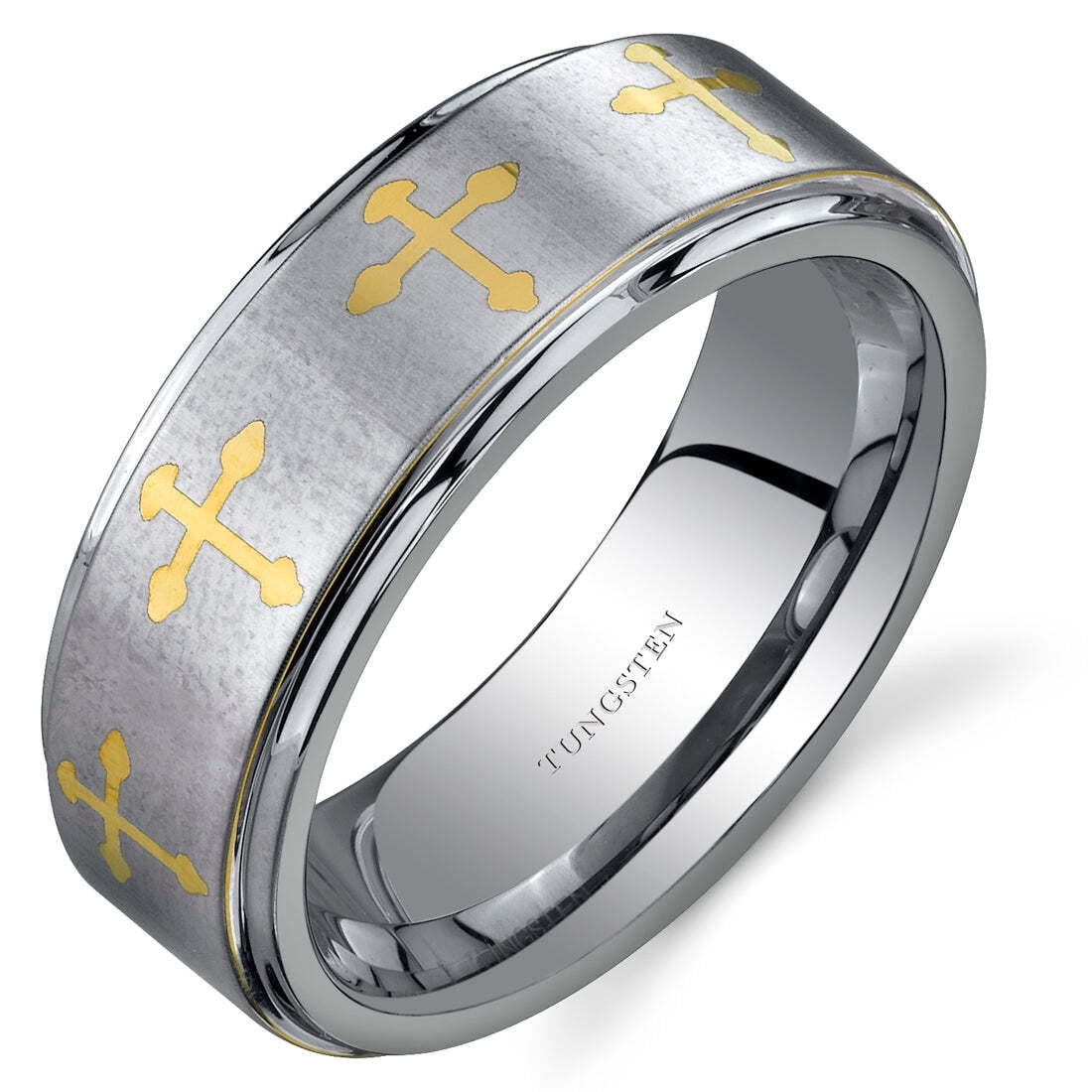 Cross Motif 8 mm Mens Tungsten Band Size 12 - Walmart.com