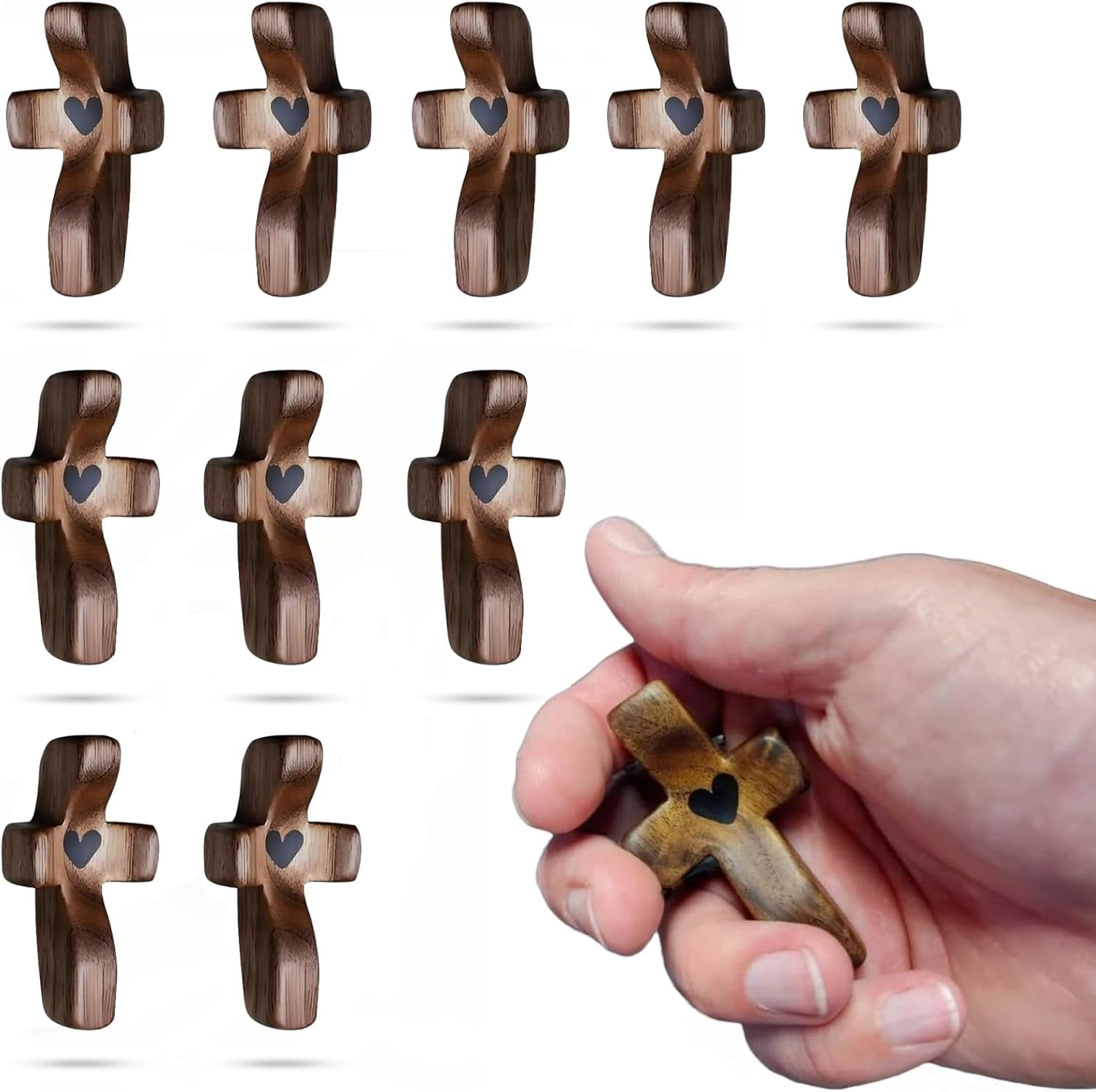 Cross My Heart Encouragement Gift Wooden Pocket Cross Handheld Wood ...