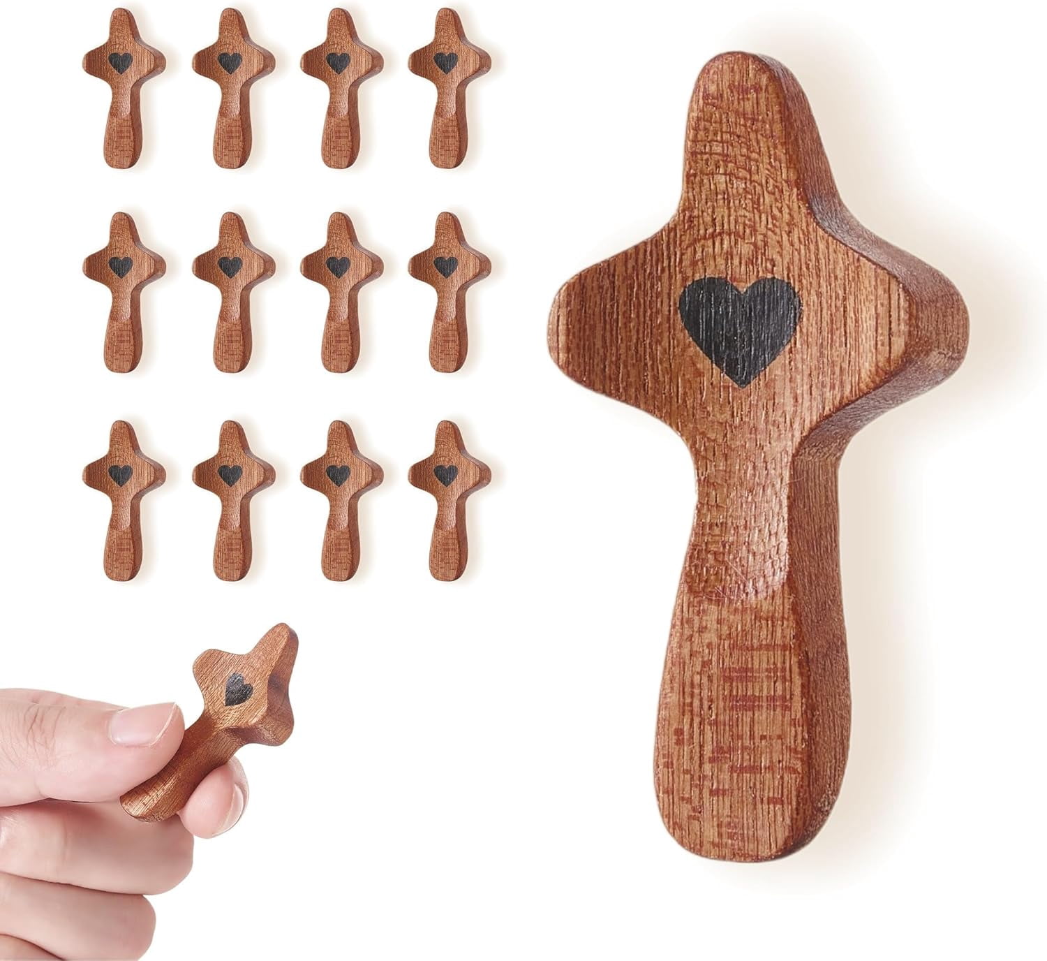 Cross My Heart, Wooden Cross Fingertip Stress Relief Gifts Pocket Small ...