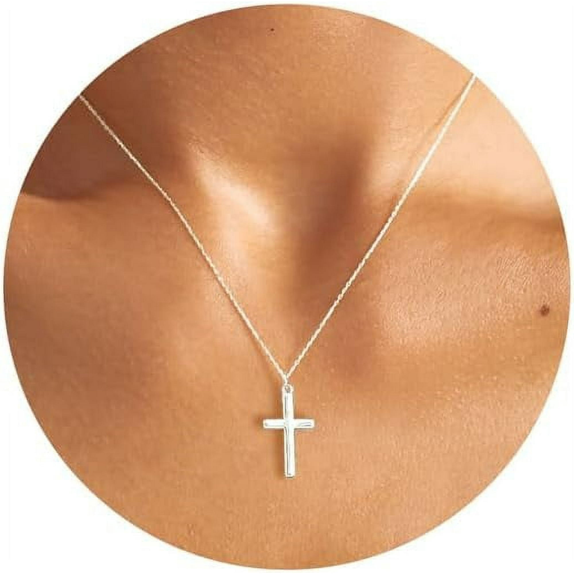 Cross Necklace, 14K Gold Plated Box Chain Cross Pendant Necklace Dainty ...