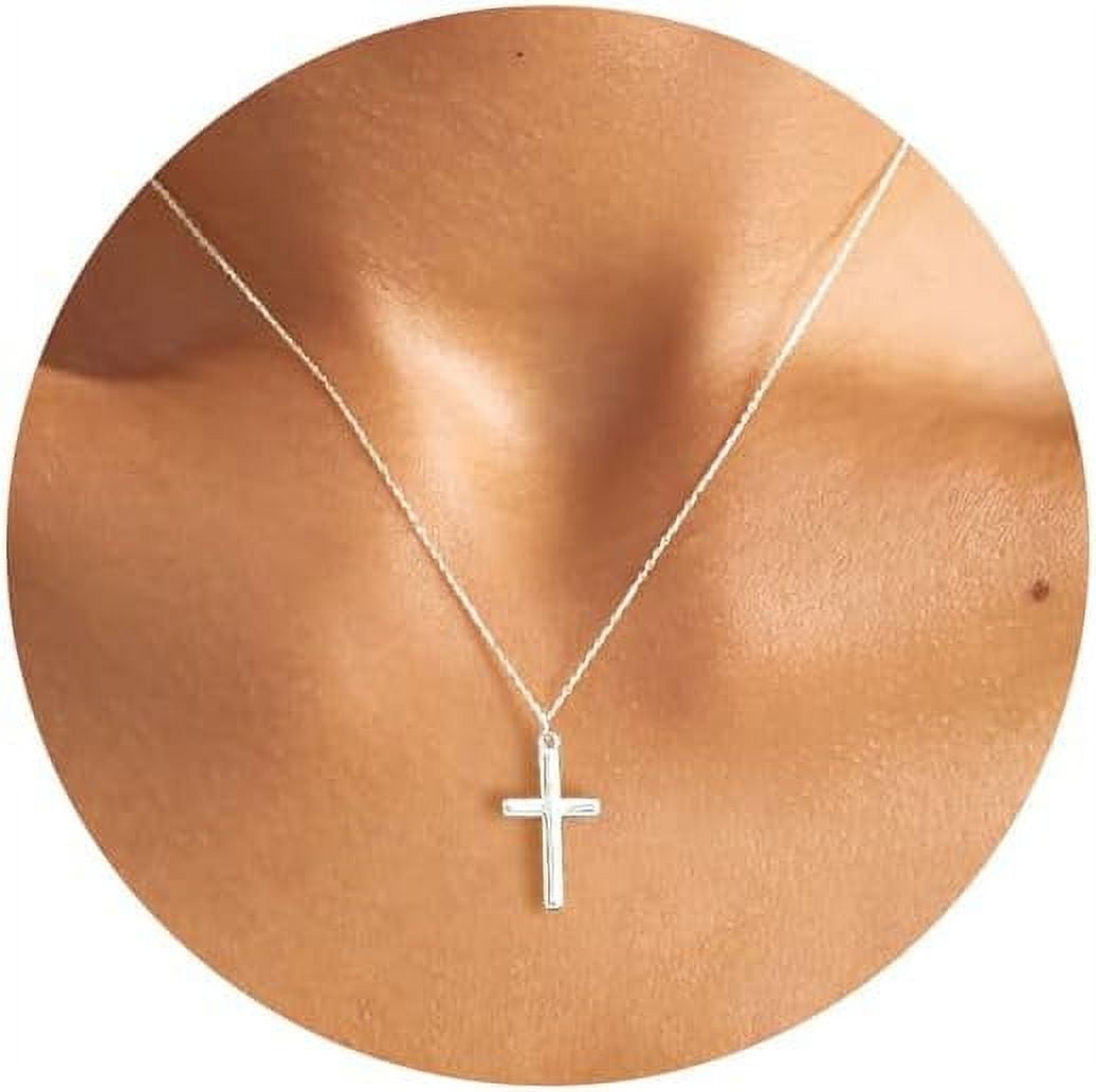 Cross Necklace, 14K Gold Plated Box Chain Cross Pendant Necklace Dainty ...