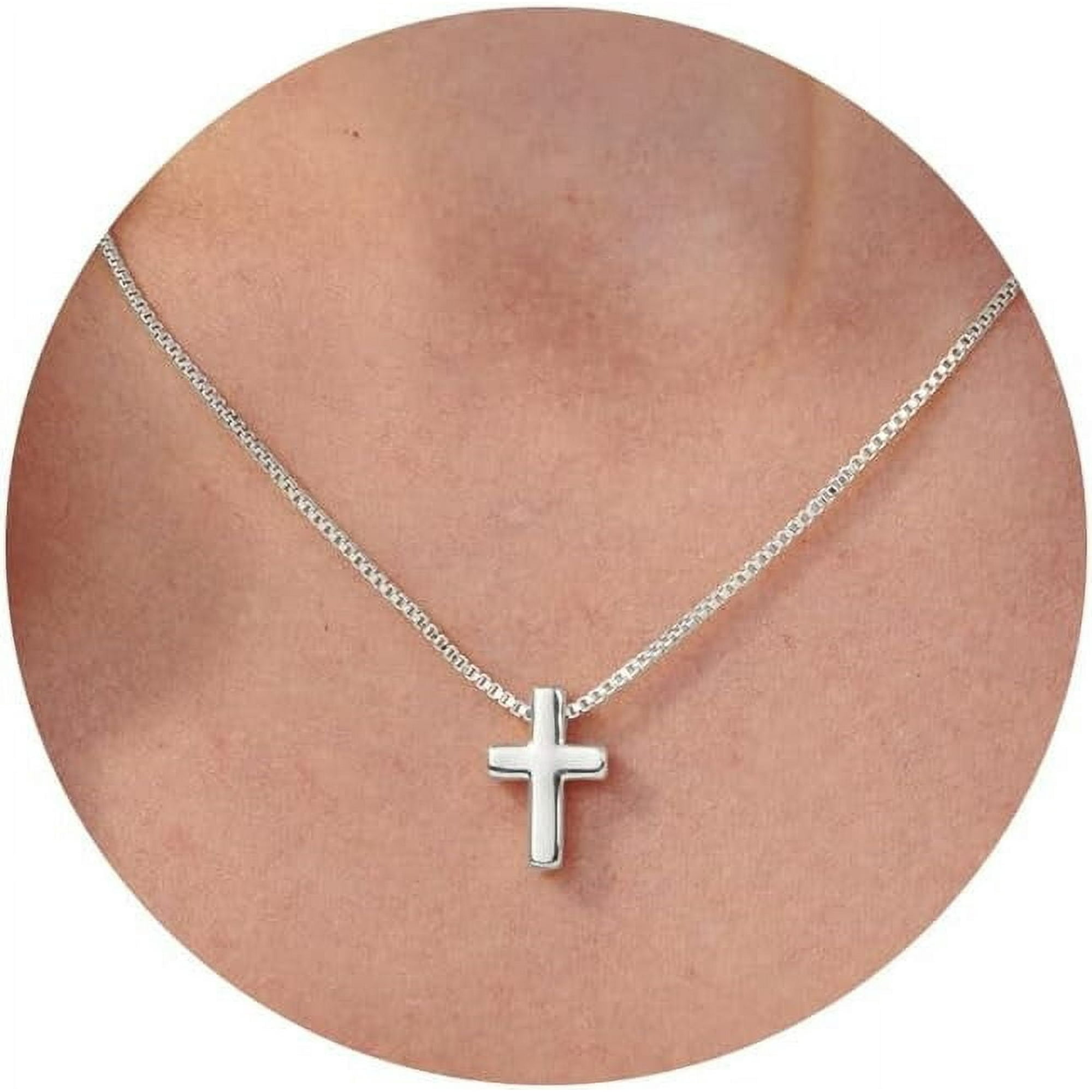Cross Necklace, 14K Gold Plated Box Chain Cross Pendant Necklace Dainty ...