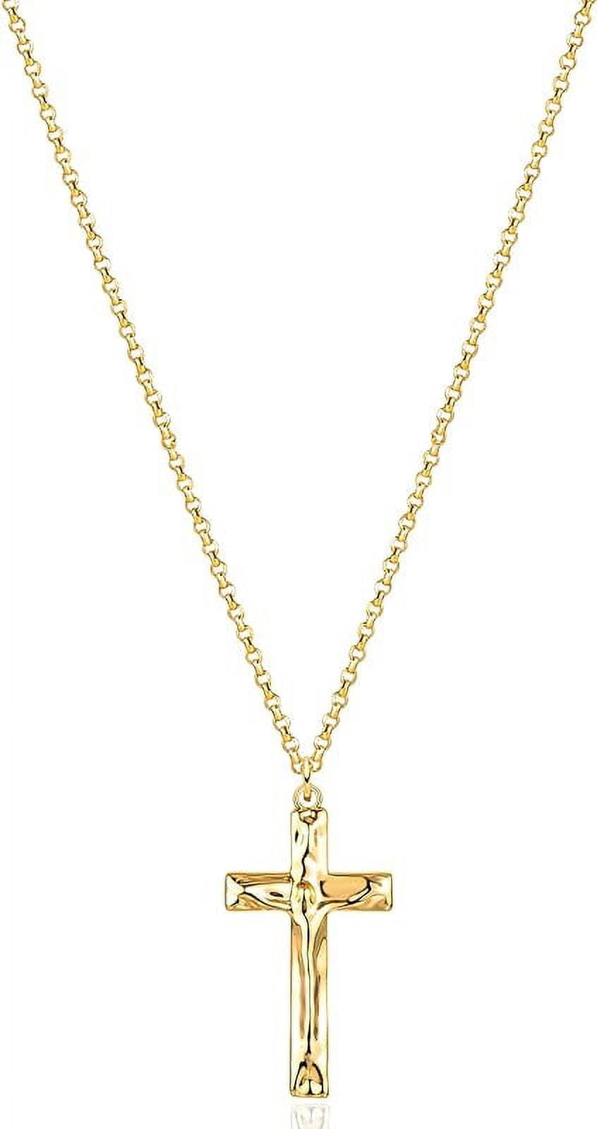 Cross Necklace Faith Pendant 14K Plated Dainty Chain Minimalist Simple ...