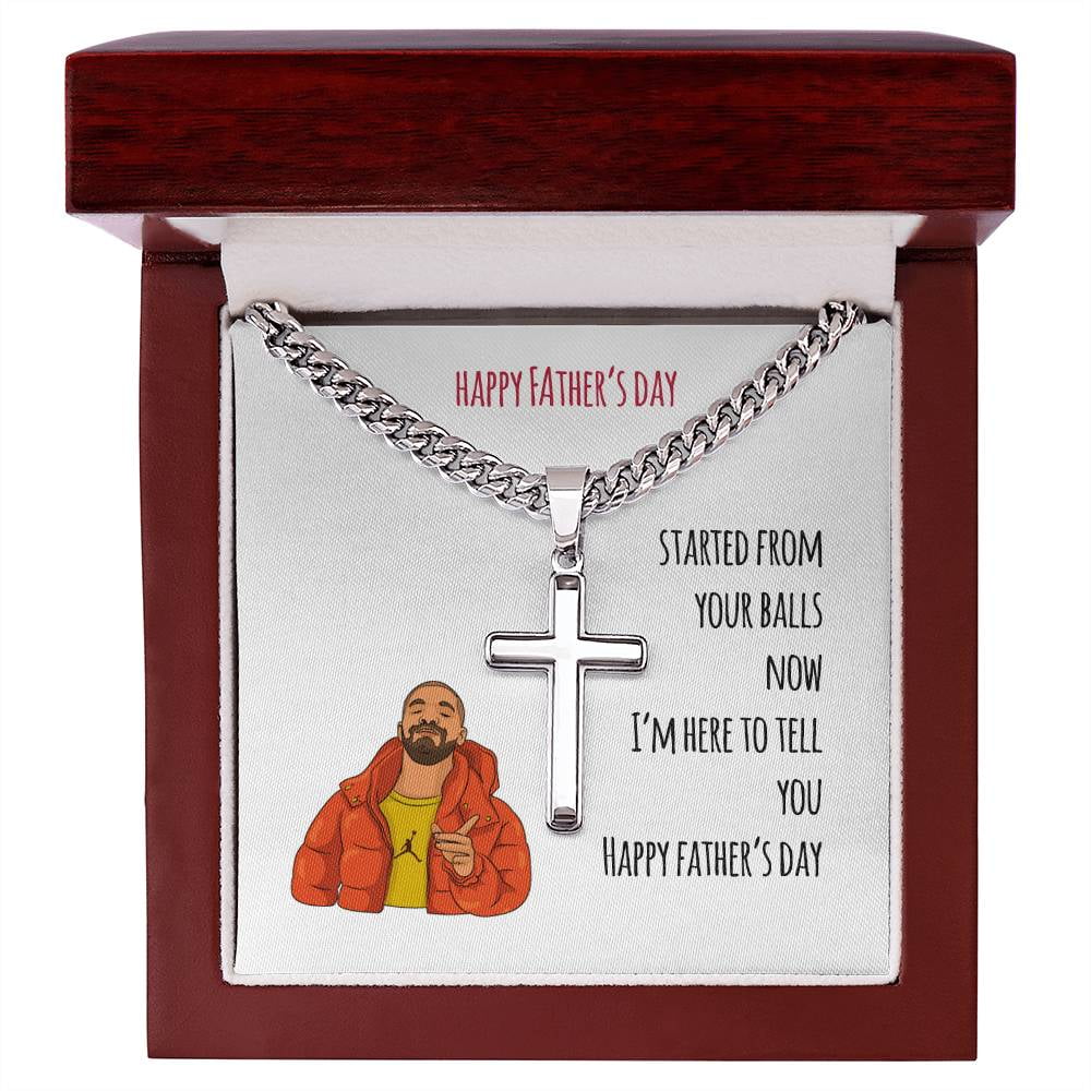 Cross Necklace For Father's Day with Funny Drake and Funny Message ...
