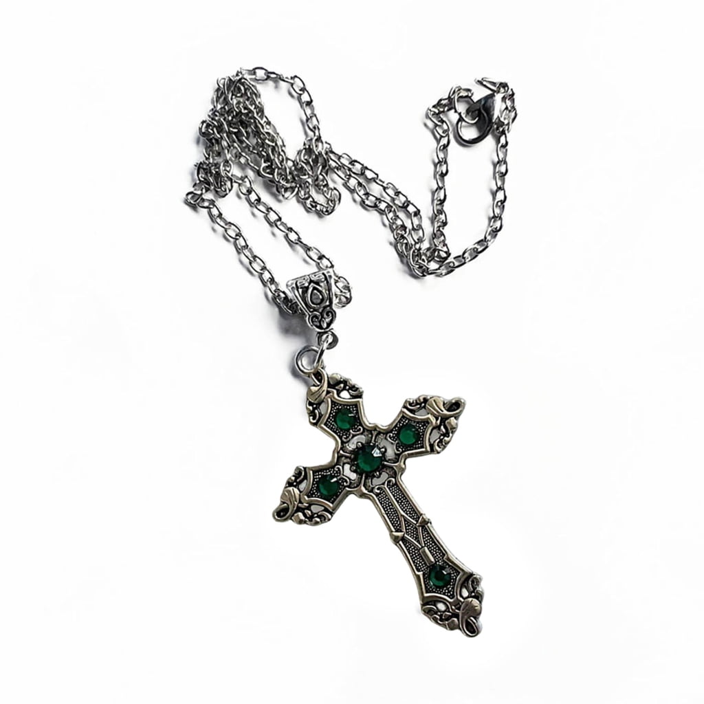 Cross Necklace Gemstones Alloy Neck Chain Large Crosses Pendant ...